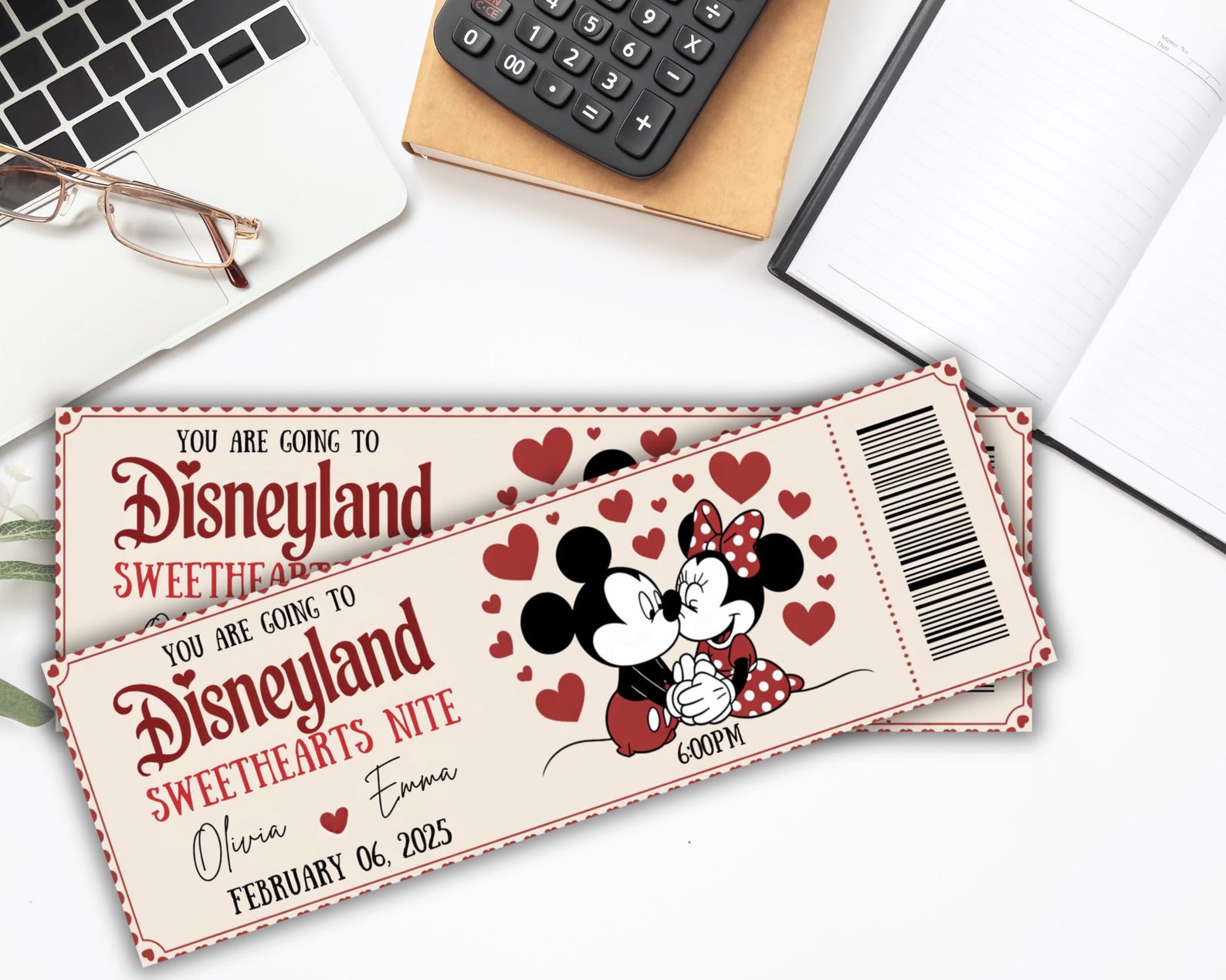 Disneyland Sweethearts Nite Ticket PDF – Printable Valentine Theme Park ...