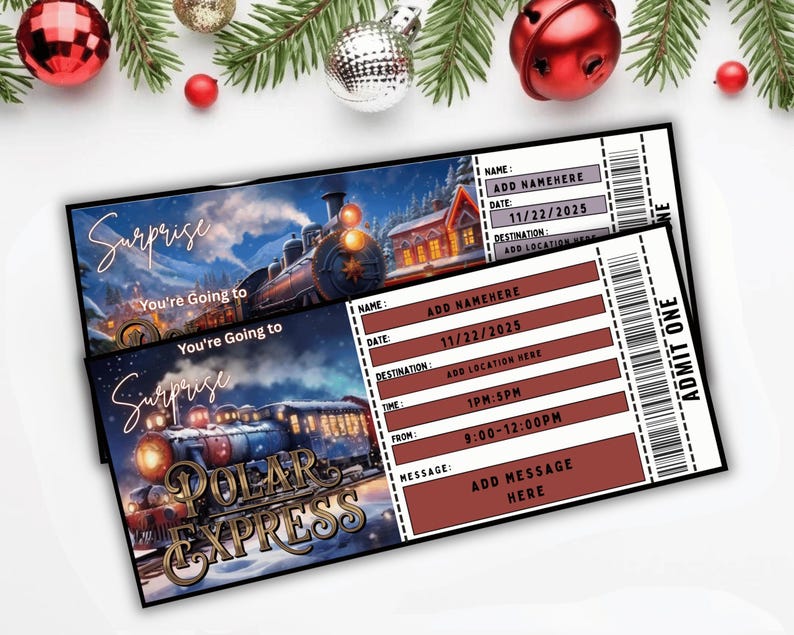 Polar Express Ticket Template – Printable Christmas Golden Ticket ...