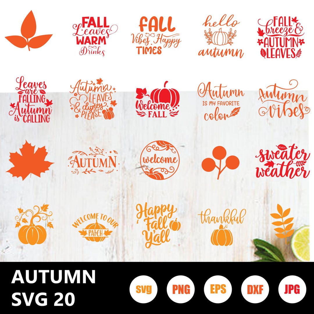 Autumn SVG Bundle | Fall Clipart Set | Autumn Leaves PNG | Leaf Svg ...