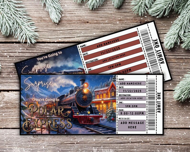 Polar Express Ticket Template – Printable Christmas Golden Ticket ...