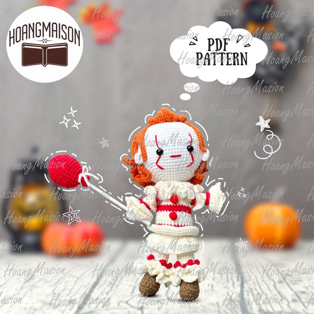 Movie Clown Amigurumi Pattern, Pdf Pattern, DIY Crochet Pattern ...