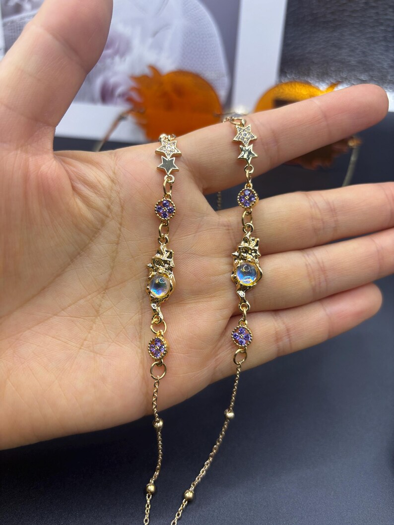 Purple Flower Eyeglass Chain, Star Eyeglass Chain, Sunglasses Chain - Etsy
