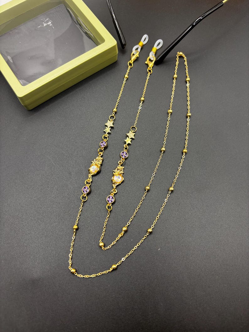Purple Flower Eyeglass Chain, Star Eyeglass Chain, Sunglasses Chain - Etsy