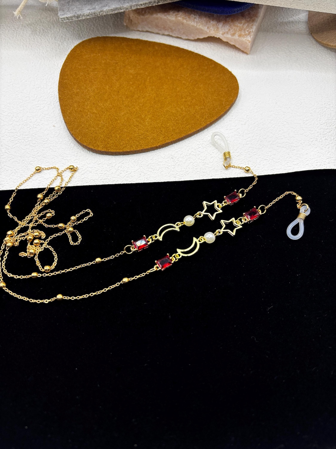 Red Eyeglass Chain, Star Moon Eyeglass Chain, Eyeglass Chain ...