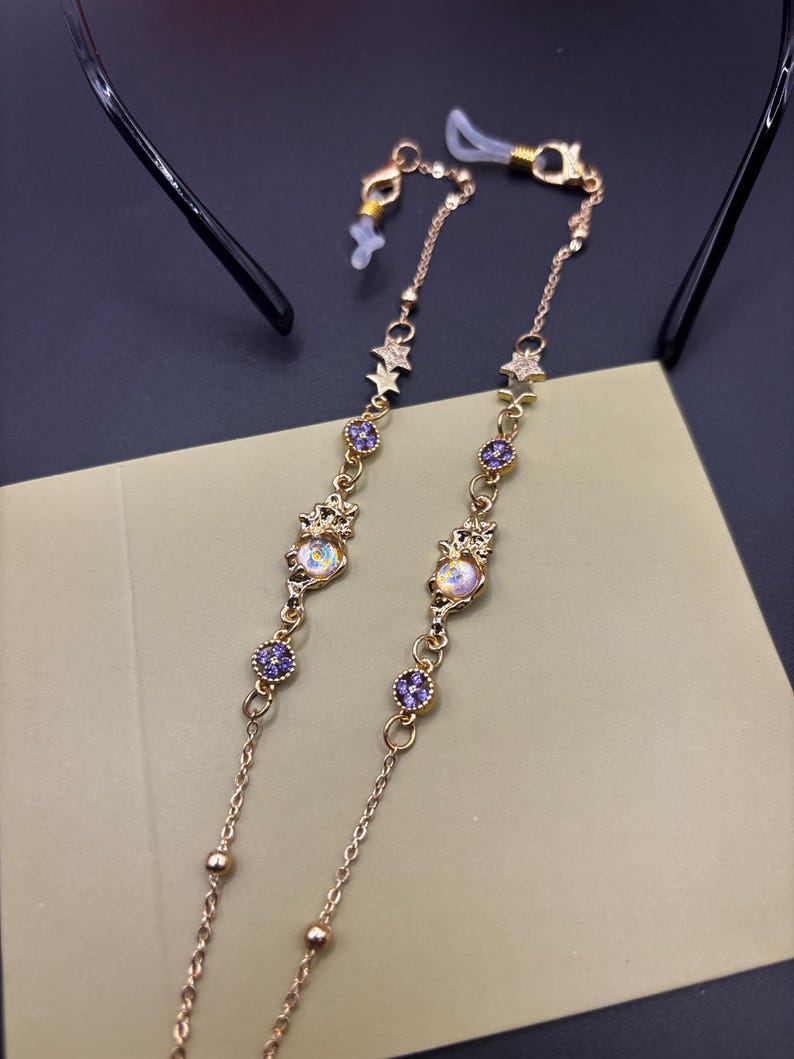 Purple Flower Eyeglass Chain, Star Eyeglass Chain, Sunglasses Chain - Etsy