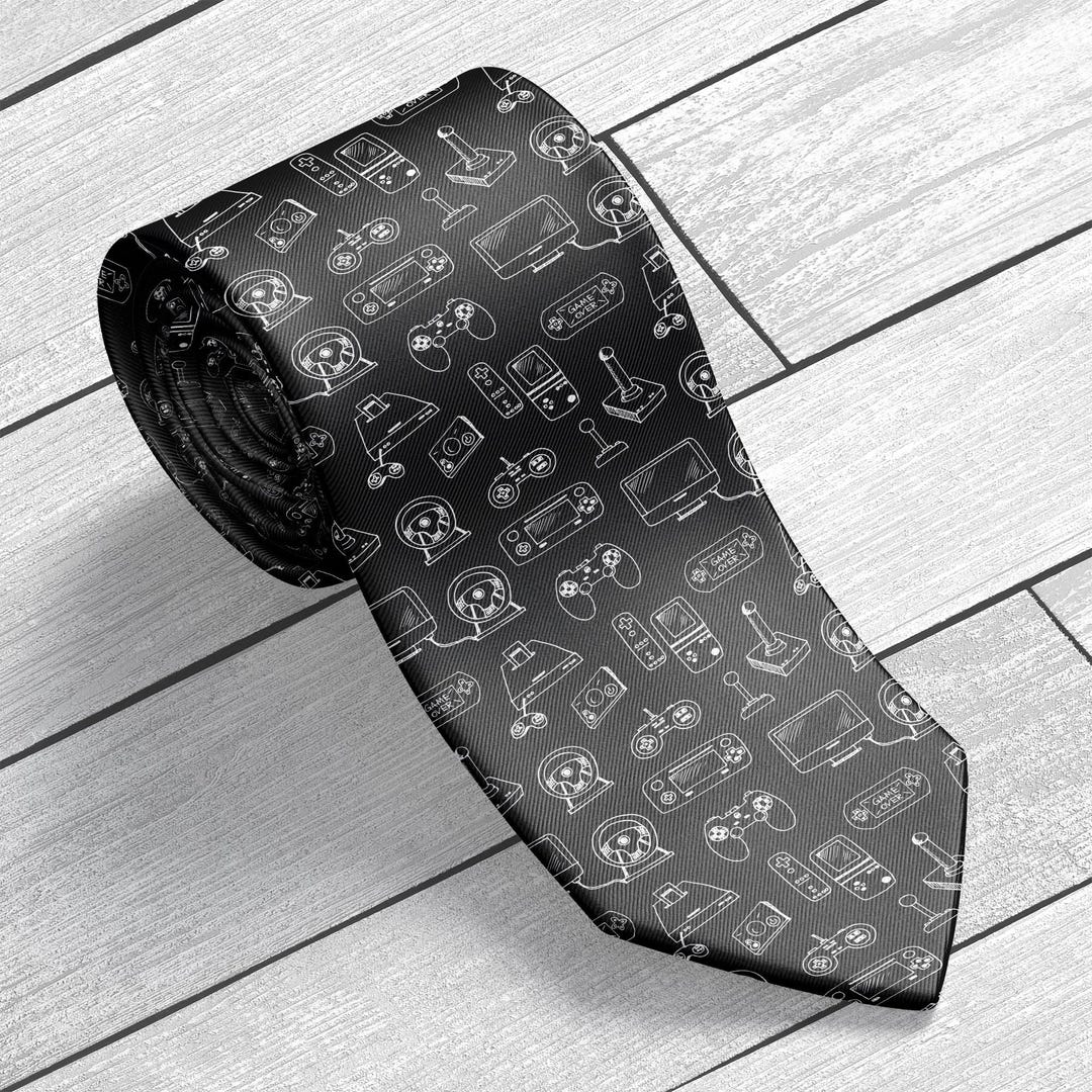 Retro Video Game Console Doodle Theme Necktie, Tie for Men, Kids Tie ...