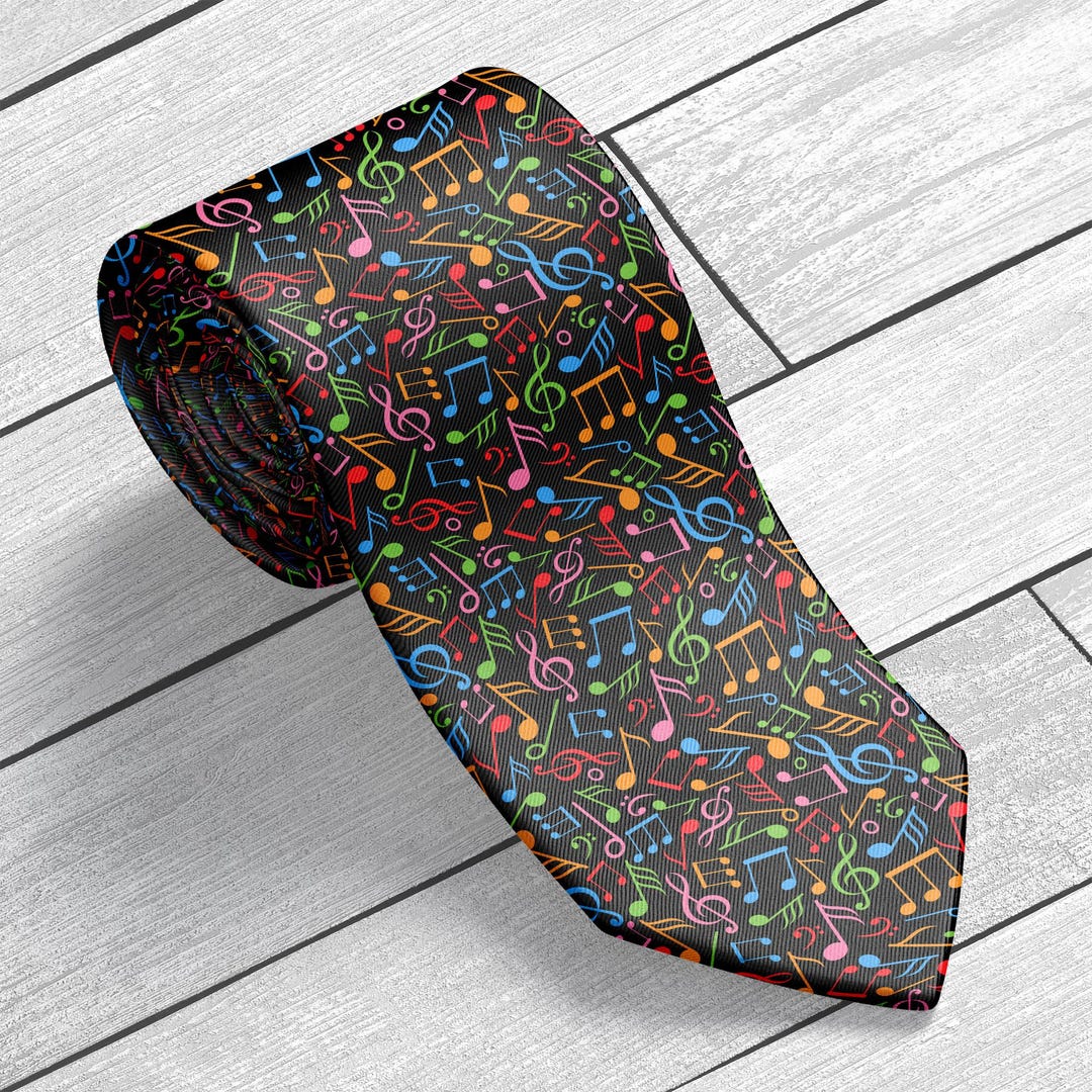 Colorful Music Notes Theme Necktie, Tie for Men, Kids Tie, Boys Ties ...