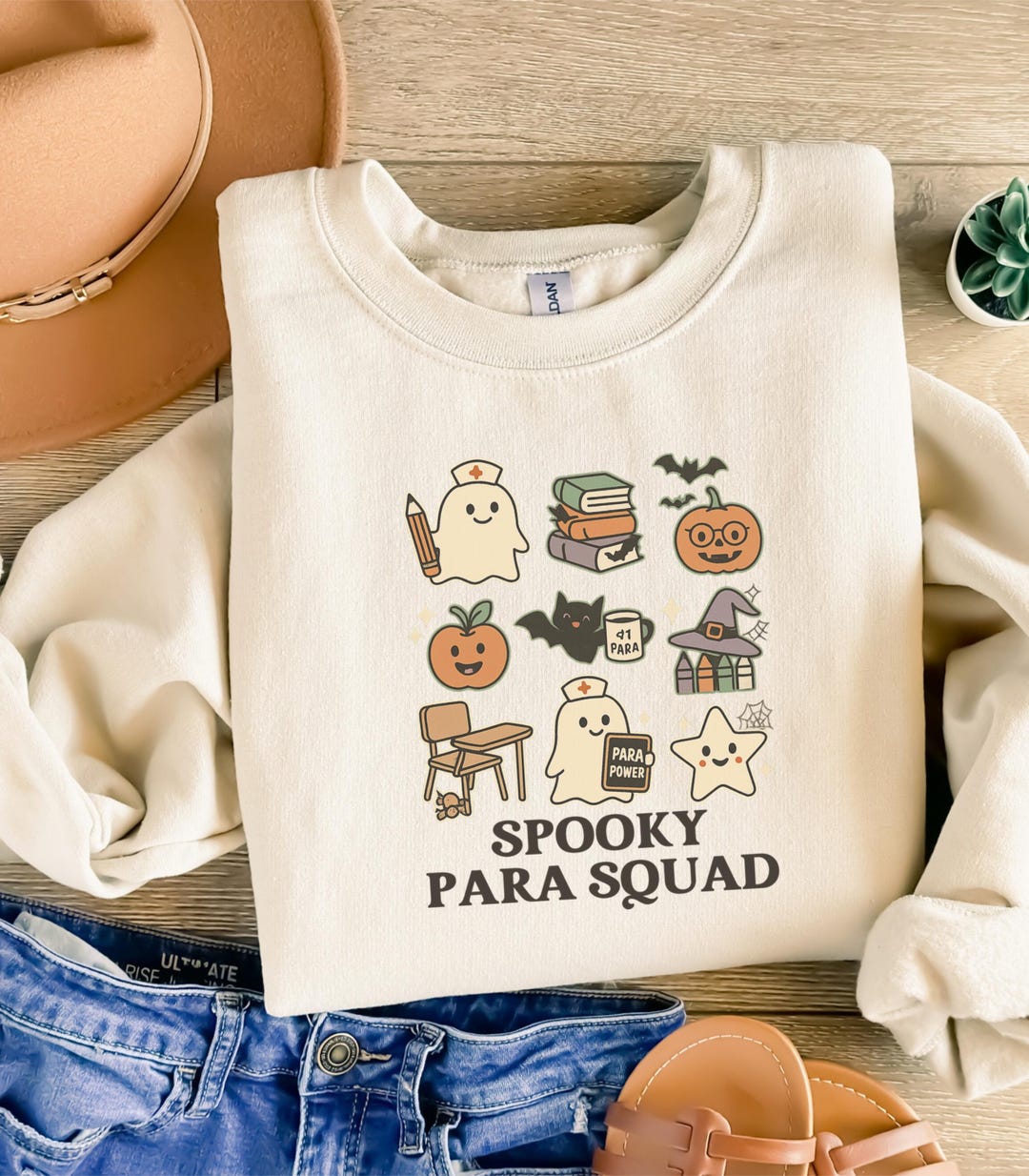 Spooky Paraprofessional Halloween Sweatshirt, Teacher Aide Para Squad ...