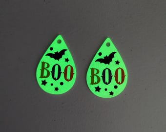 Halloween Boo & Stripes Faux Leather Teardrop Earrings - Etsy