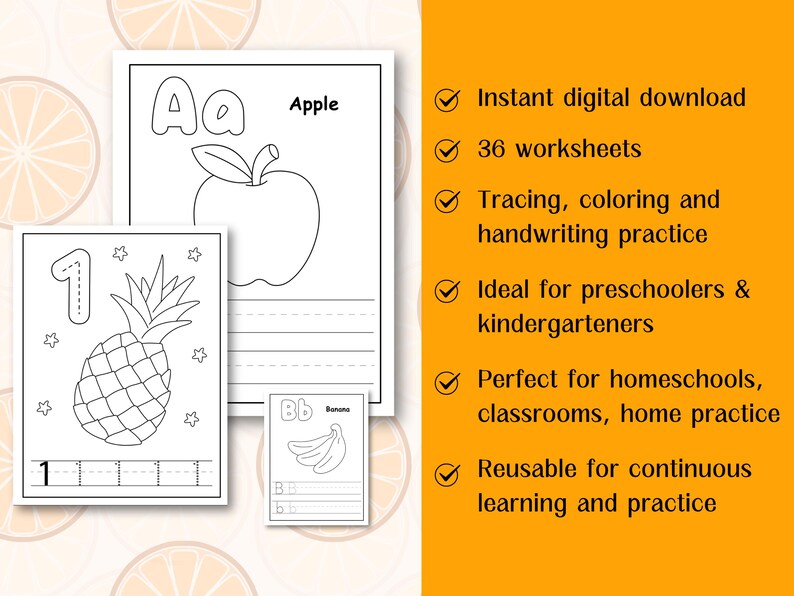 Alphabet & Number Worksheets Printable Tracing Coloring Handwriting ...