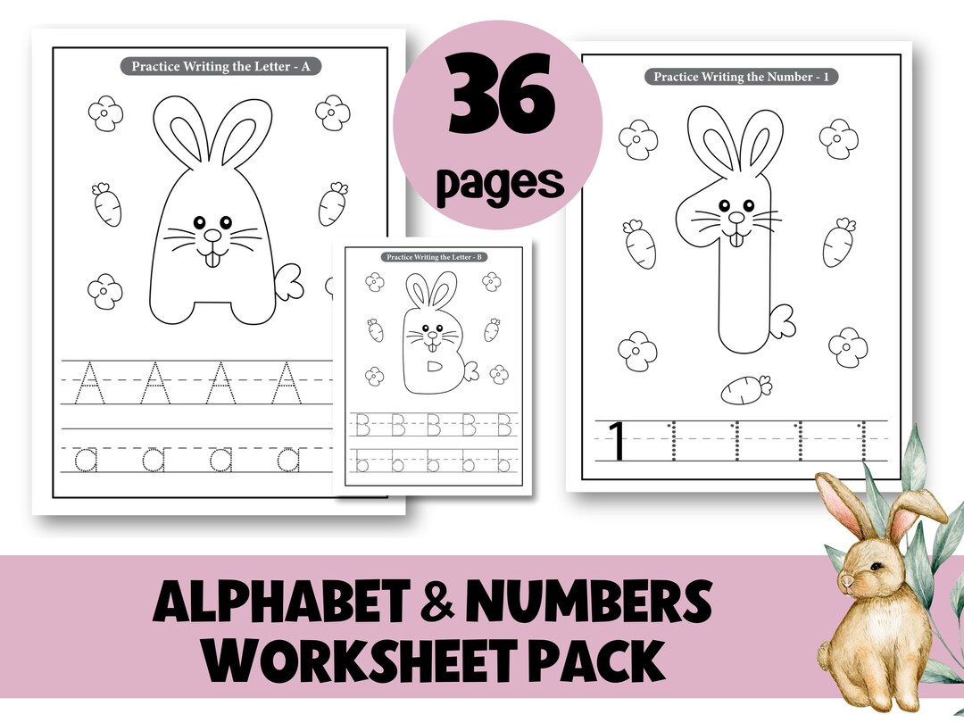 Alphabet & Number Worksheets Printable Tracing Coloring Handwriting ...