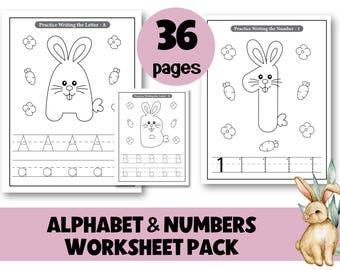 Alphabet & Number Worksheets Printable Tracing Coloring Handwriting ...