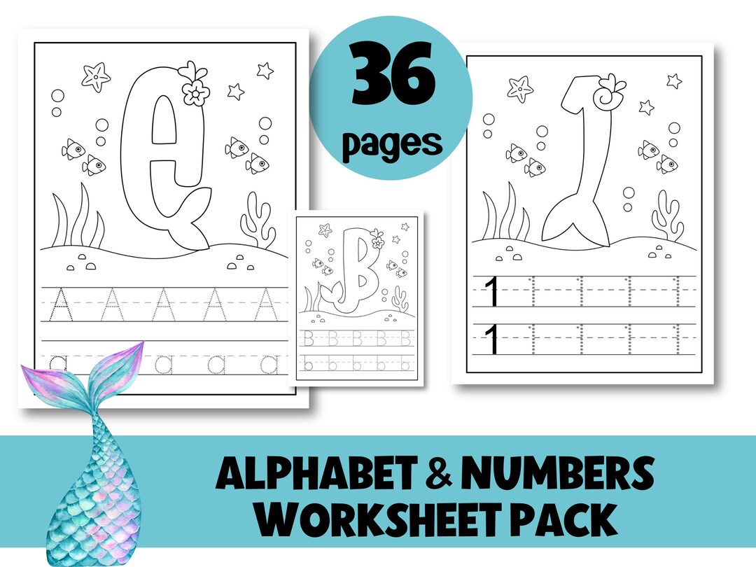 Alphabet & Number Worksheets Printable Tracing Coloring Handwriting ...