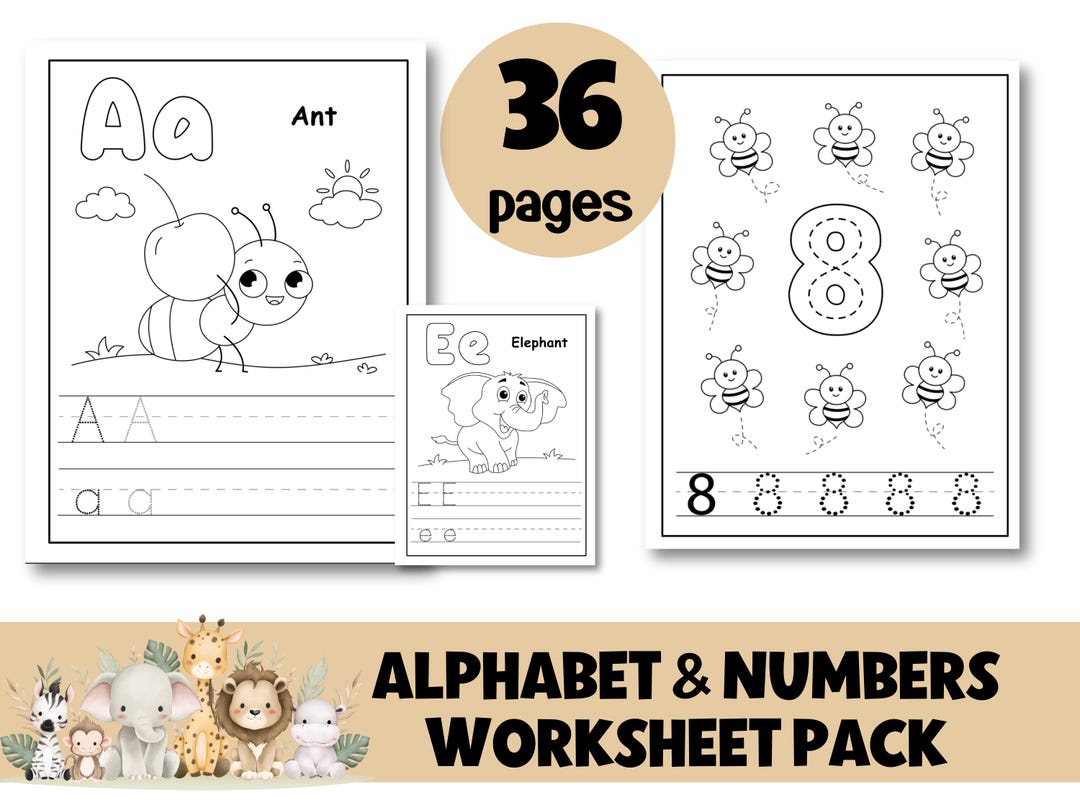 Alphabet & Number Worksheets Printable Tracing Coloring Handwriting ...