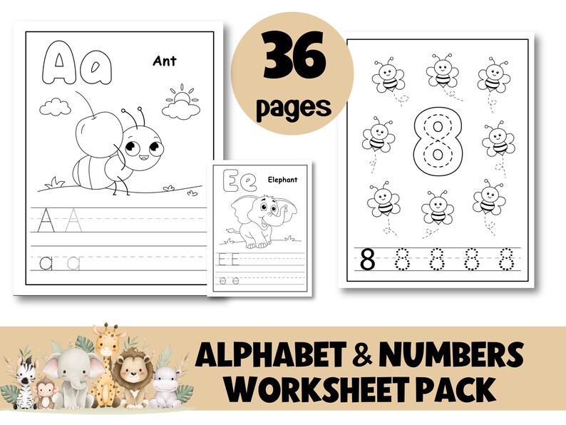 Alphabet & Number Worksheets Printable Tracing Coloring Handwriting ...