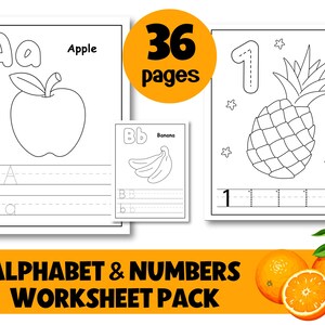 Alphabet & Number Worksheets Printable Tracing Coloring Handwriting ...