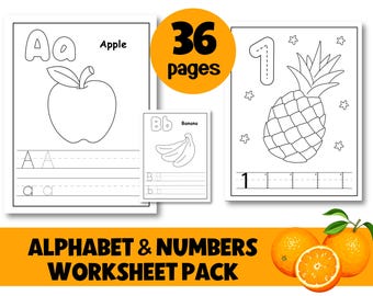 Alphabet & Number Worksheets Printable Tracing Coloring Handwriting ...