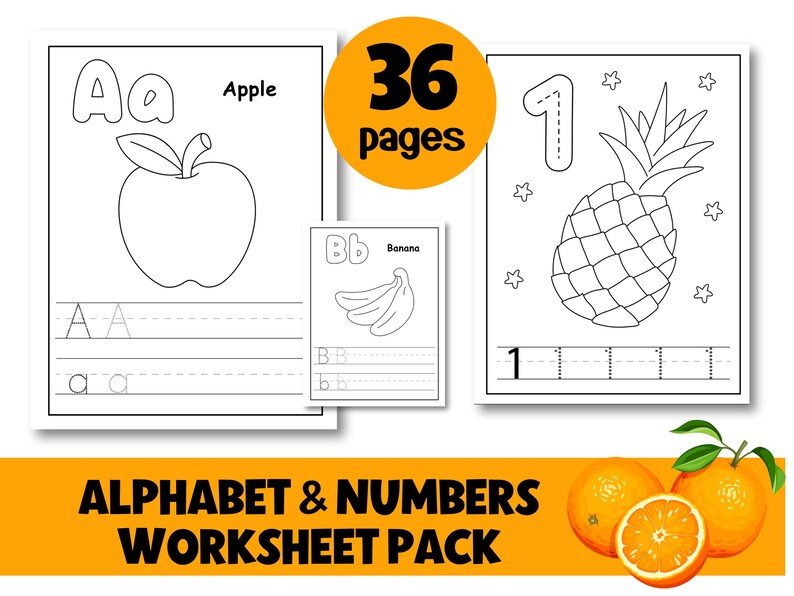 Alphabet & Number Worksheets Printable Tracing Coloring Handwriting ...