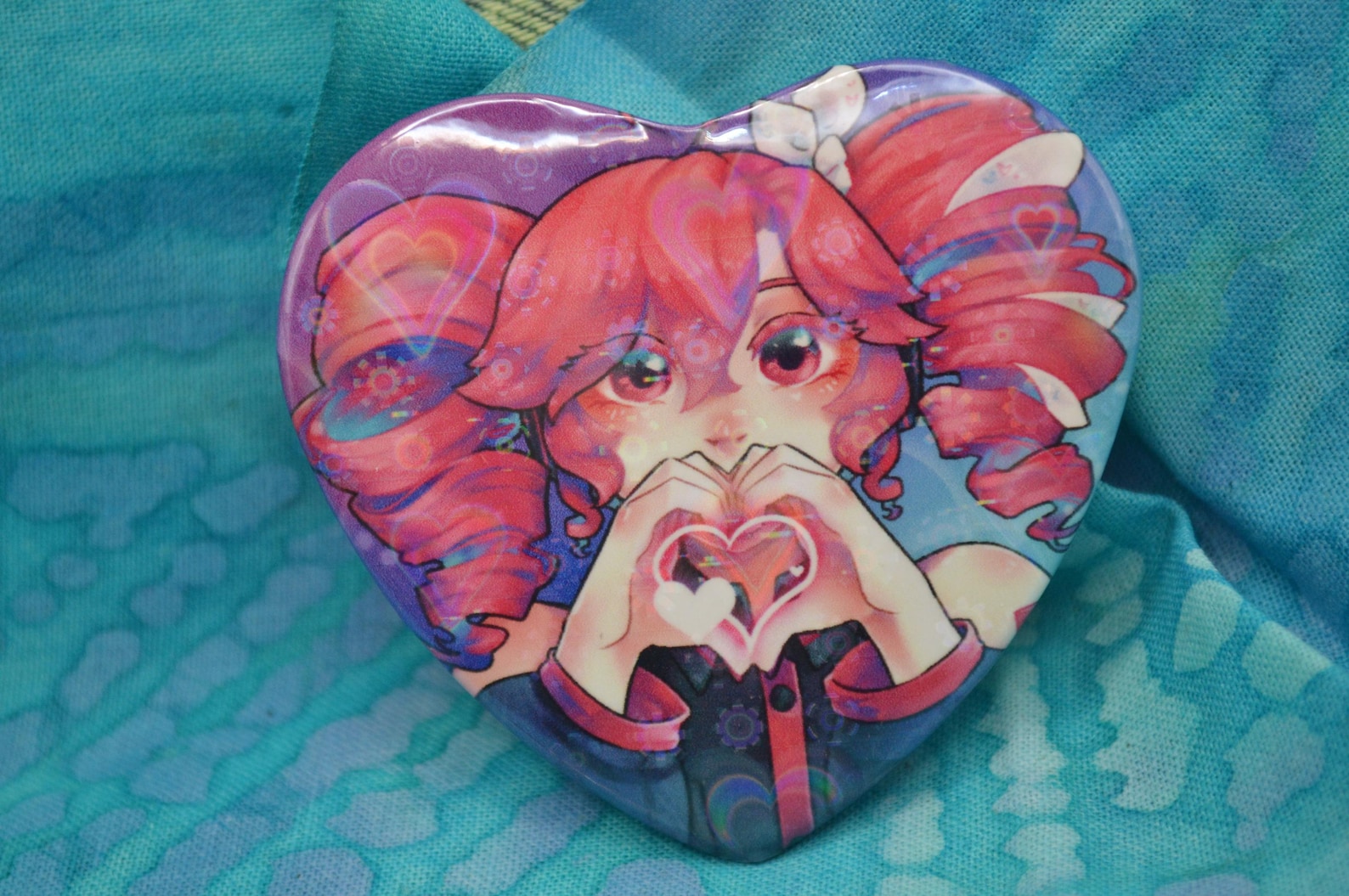 MIKU & TETO | Hatsune Miku Kasane Teto | Holographic Heart Buttons - Etsy