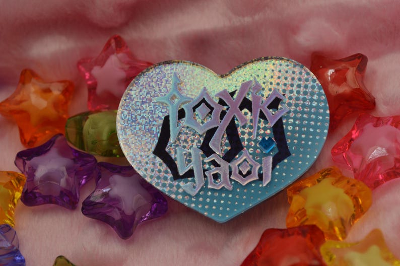 Holographic Acrylic Yuri Yaoi Pin: Ita Bag Accessory - Etsy