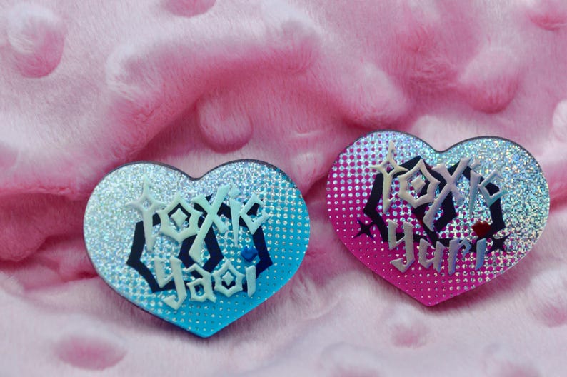 Holographic Acrylic Yuri Yaoi Pin: Ita Bag Accessory - Etsy