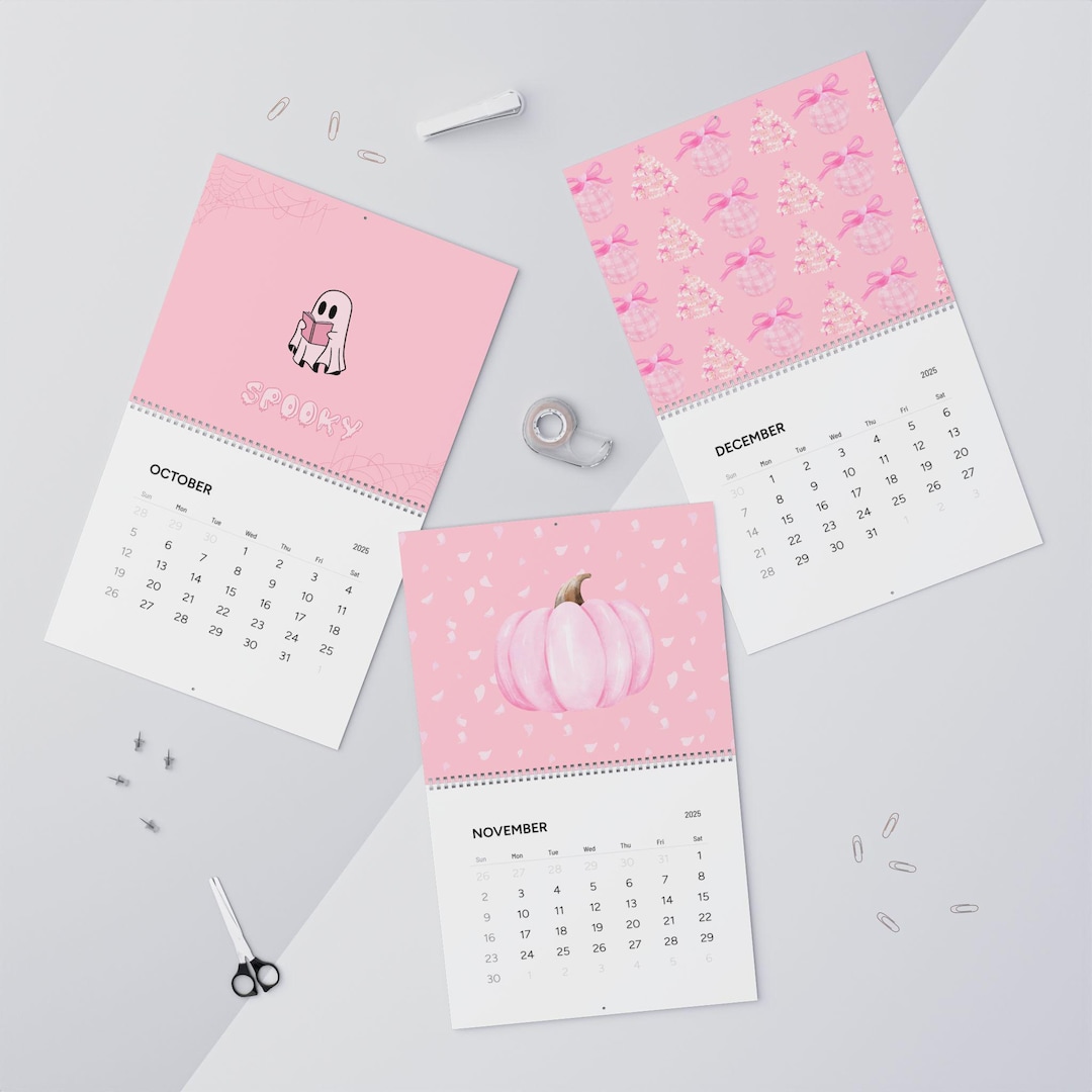 Pink Girly Coquette 2025 Wall Calendar Cute Monthly Planner, Yearly ...