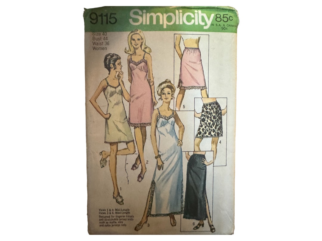 Vintage Slip Pattern Lingerie Size 40 Bust 44 Uncut FF Half Full Maxi ...