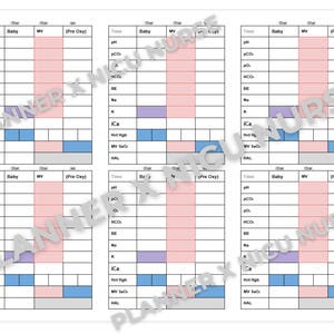 Printable ECMO Pump Report Sheet, Neonatal ICU, NICU, 12 Hr Night Shift ...