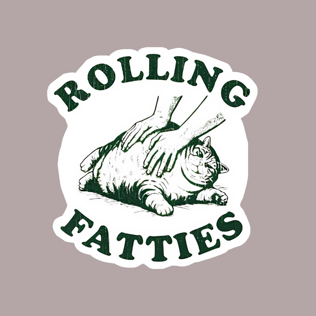 Rolling Fatties Sticker, Funny Cat Sticker, Gift for Cat Lovers, Cat ...