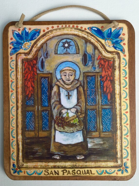 San Pasquale small unique wood plaque kitchen saint for chef