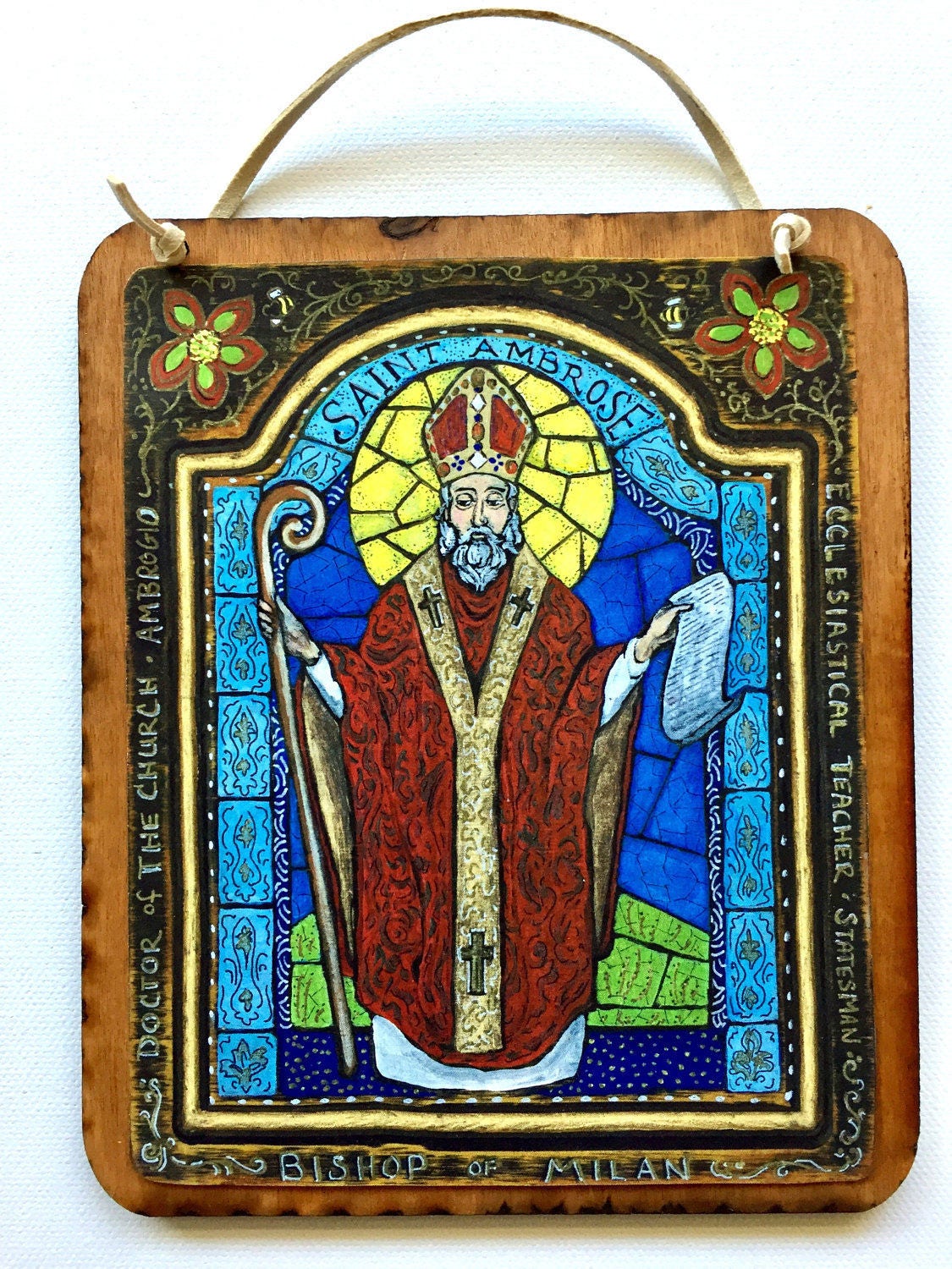 St Ambrose retablo Bee lovers Gift for Beekeepers mexican | Etsy