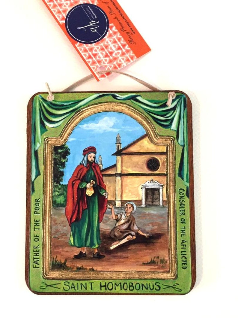 Retablo Saint St Homobonus Catholic Church Christian Spiritual | Etsy