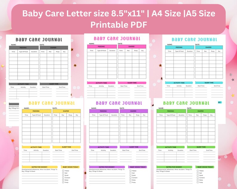 Baby Tracker, One Page Printable Baby Log, Newborn Tracker, Nursing Log ...