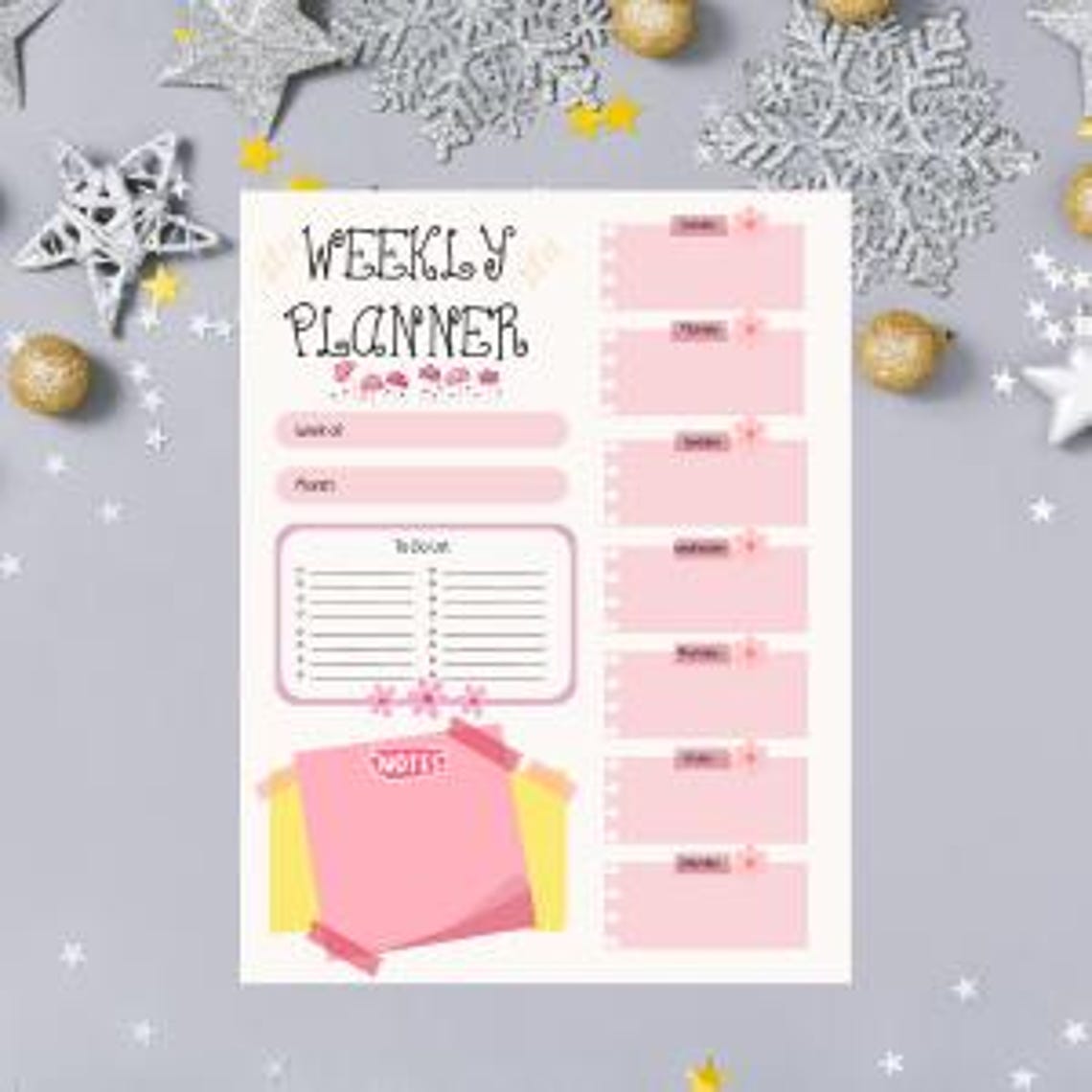 Cute Weekly Planner, Printable Planner With Cute Icons, Editable ...