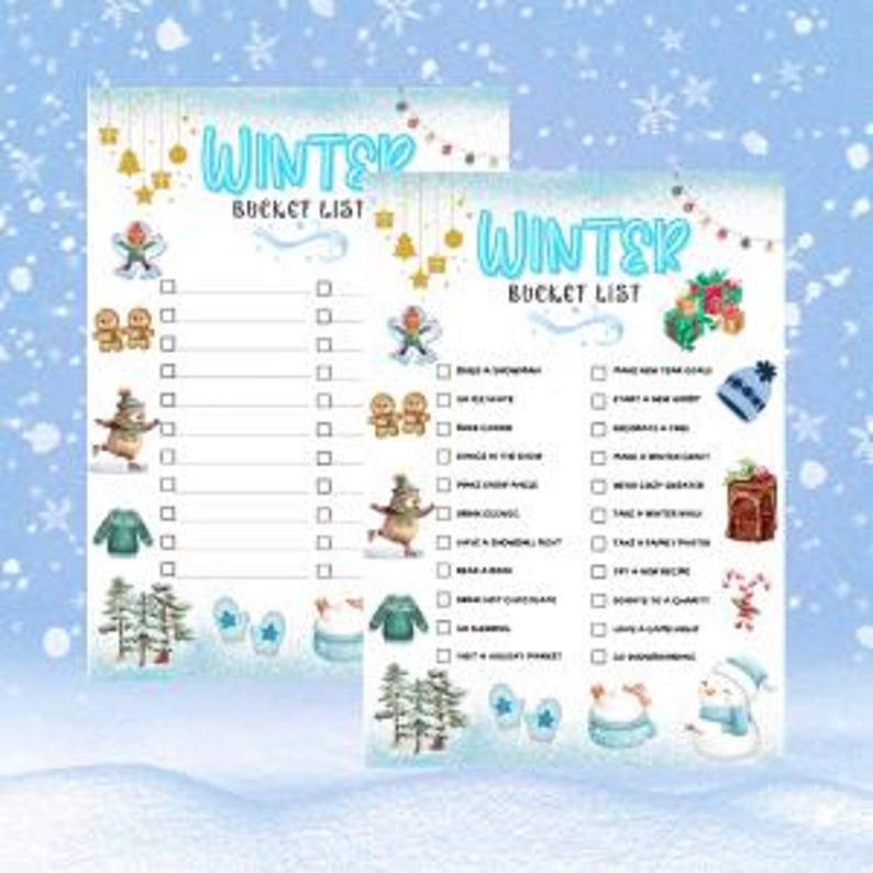 Winter Bucket List Printable, Editable Winter Checklist Template ...