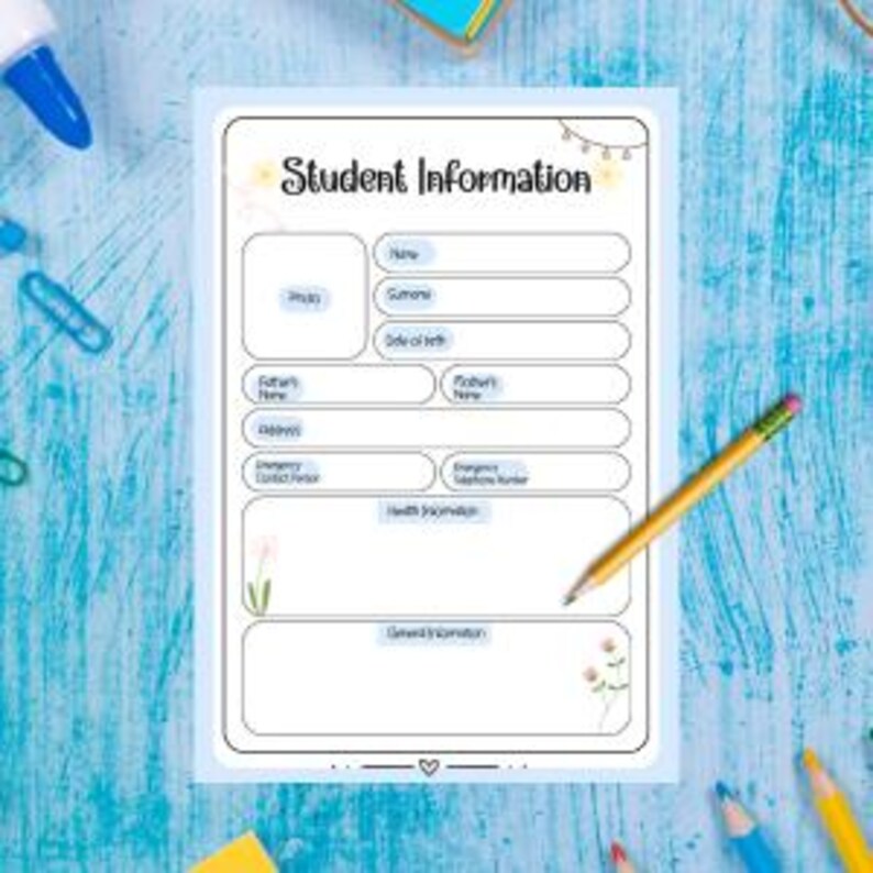 EDITABLE Student Information Sheet - New Student - Back to School ...