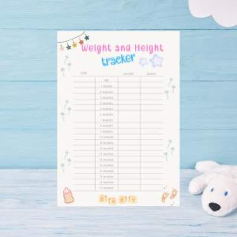 Baby Growth Tracker: Printable Height and Weight Chart (PDF) - Etsy