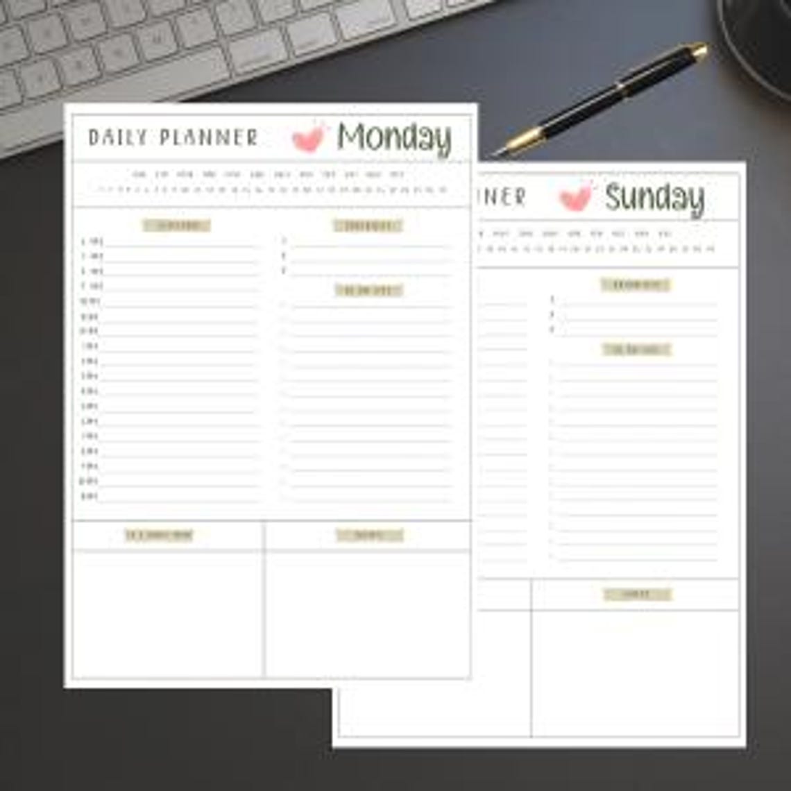 Printable 7 Days Planner, Daily Planner, Day Planner, Work Planner ...