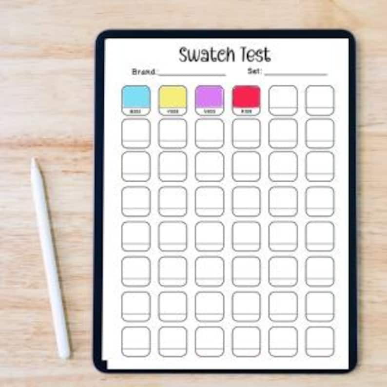 Printable Swatch Test: Marker Color Chart (digital Download) - Etsy