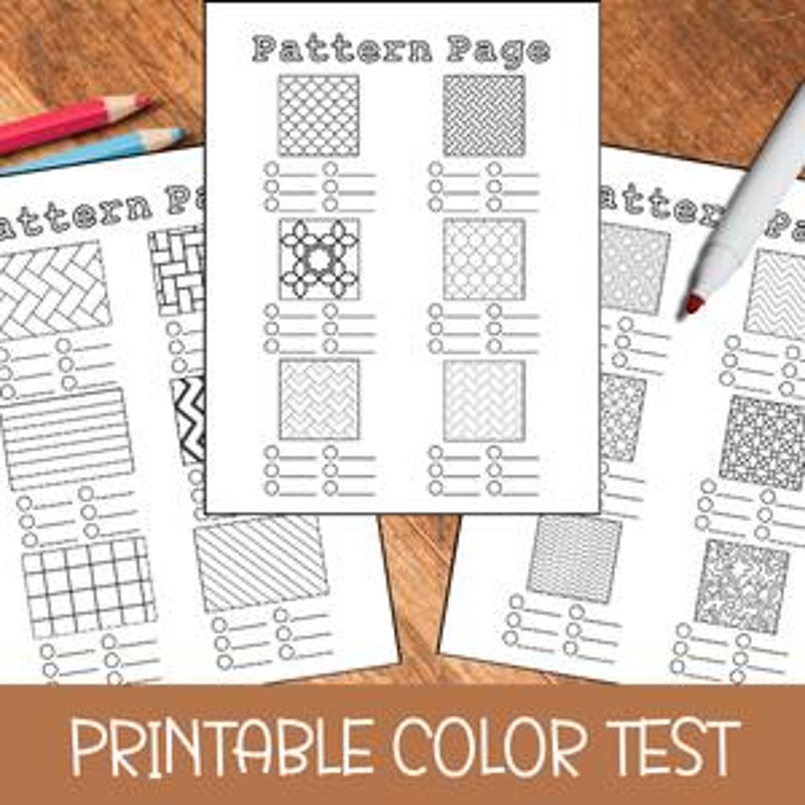 Coloring Book Test Page Bundle: Pattern & Texture Swatch Chart (PDF ...
