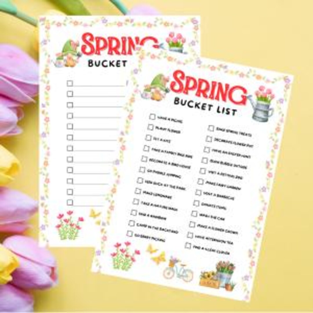 Spring Bucket List Printable, Spring Checklist Template, Spring Break ...