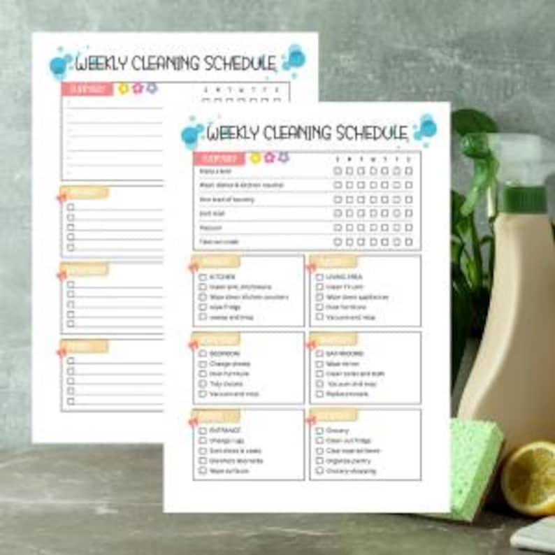 EDITABLE Cleaning Schedule | Printable | Weekly Cleaning Checklist ...