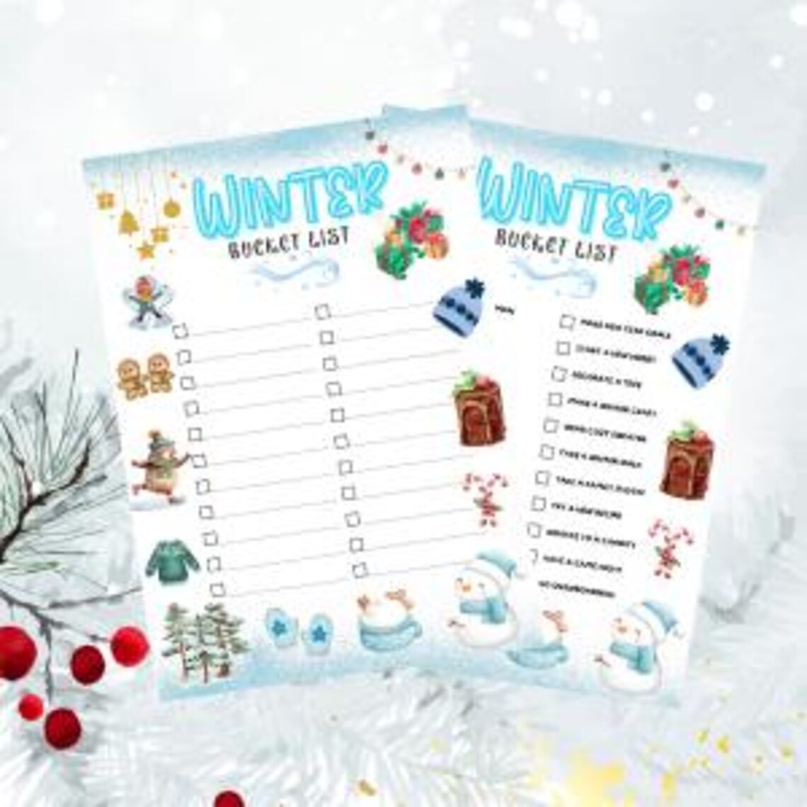 Winter Bucket List Printable: Editable Checklist Template (PDF Download ...