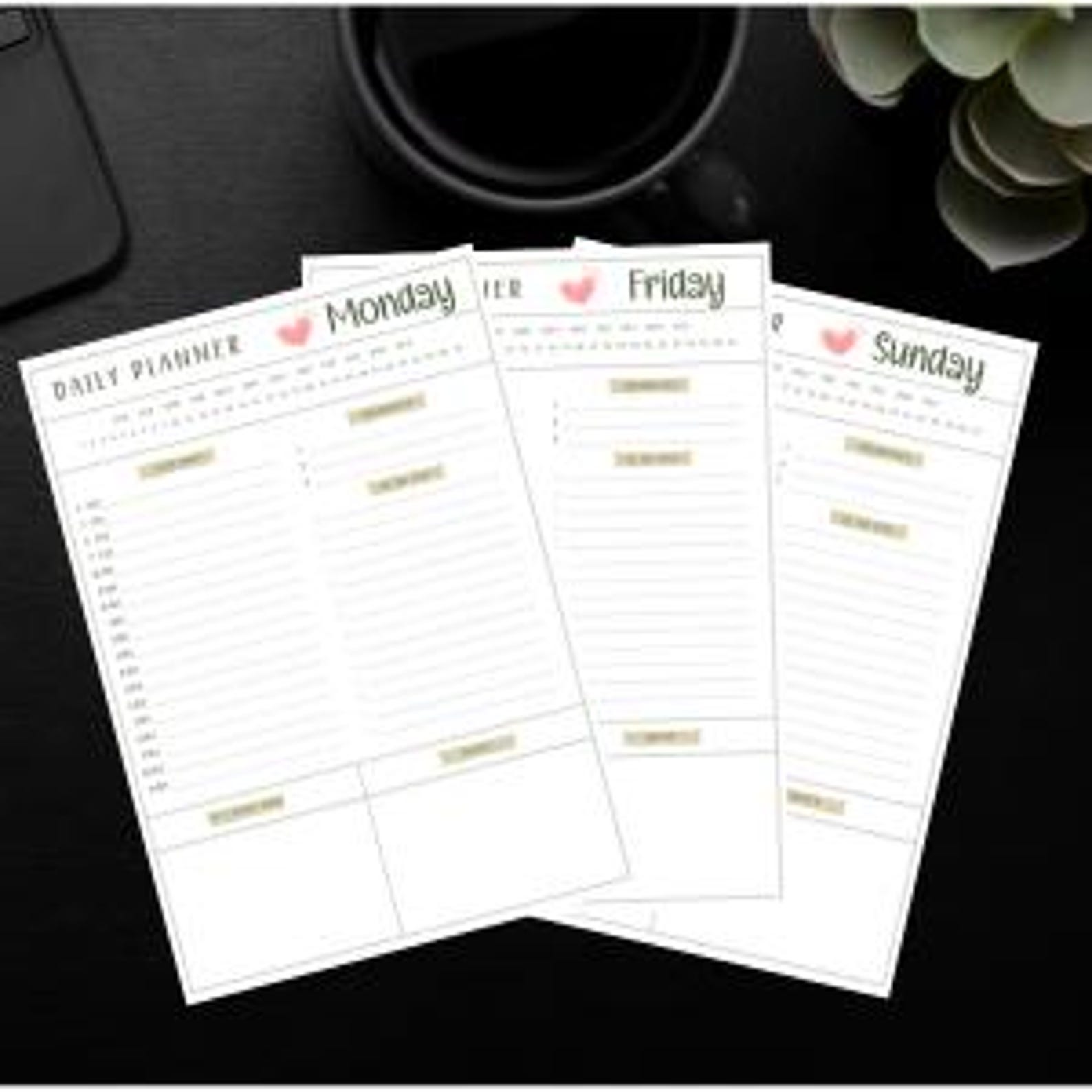 Printable 7 Days Planner, Daily Planner, Day Planner, Work Planner ...