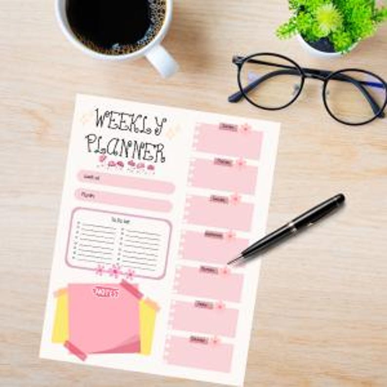 Cute Weekly Planner, Printable Planner With Cute Icons, Editable ...
