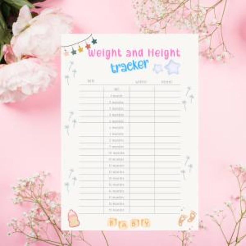 Baby Growth Tracker: Printable Height and Weight Chart (PDF) - Etsy
