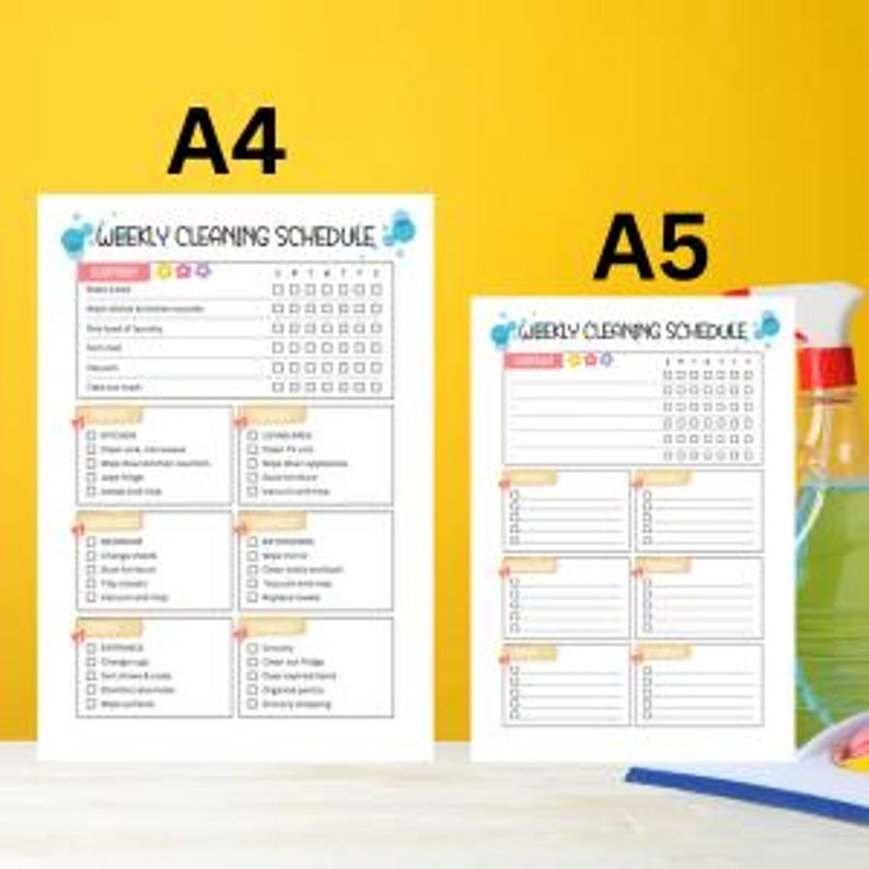 Editable Weekly Cleaning Schedule: Printable Chore List (digital PDF A4 ...