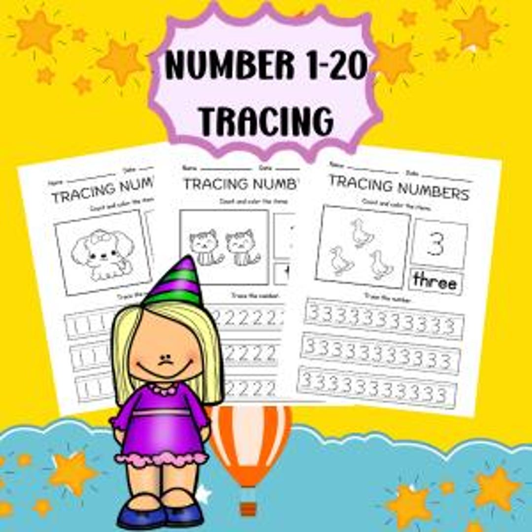 Tracing Number 1-20, Preschool Worksheet Printable, Handwriting ...