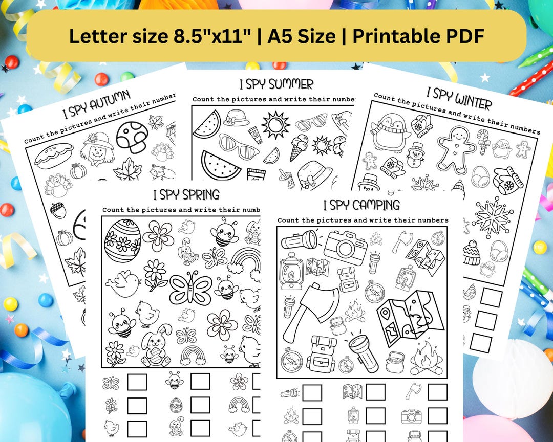 Summer "find It"/i Spy Bundle - PRINTABLE I Spy Spot It Pages. Instant ...