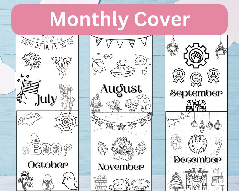 12 Month Journal Cover Page Printable | US Letter, A4 and A5 Size ...